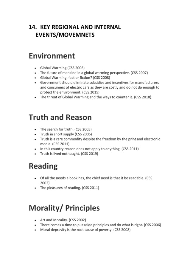 CSS Essay Past Paper Analysis(Topic-wise) 2000-2024 | DOCX
