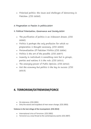 CSS Essay Past Paper Analysis(Topic-wise) 2000-2024 | DOCX