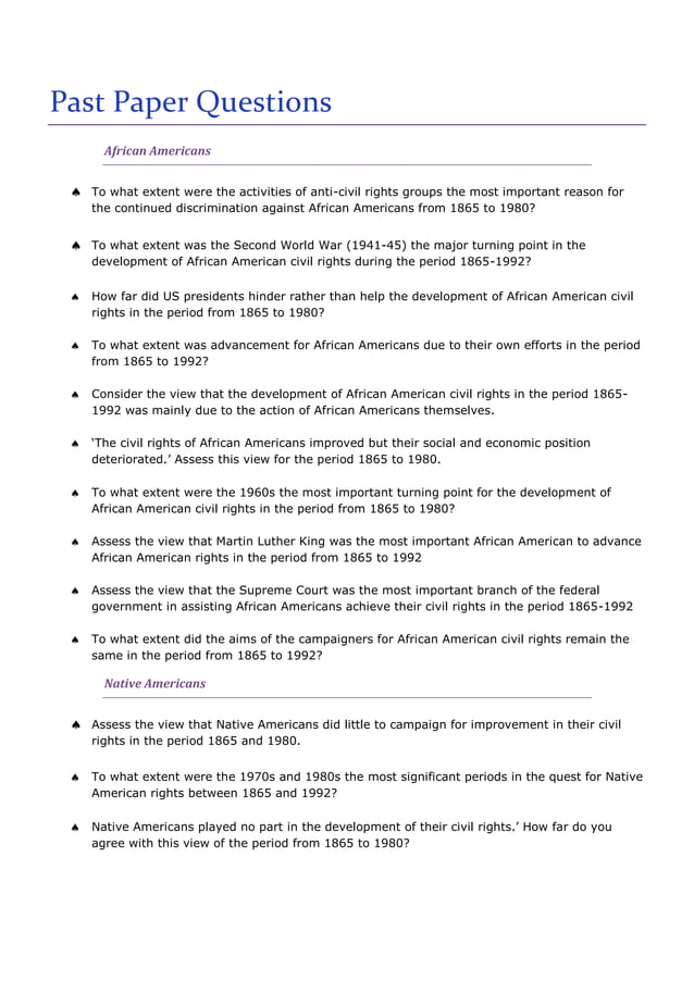 Past paper questions (History) | PDF