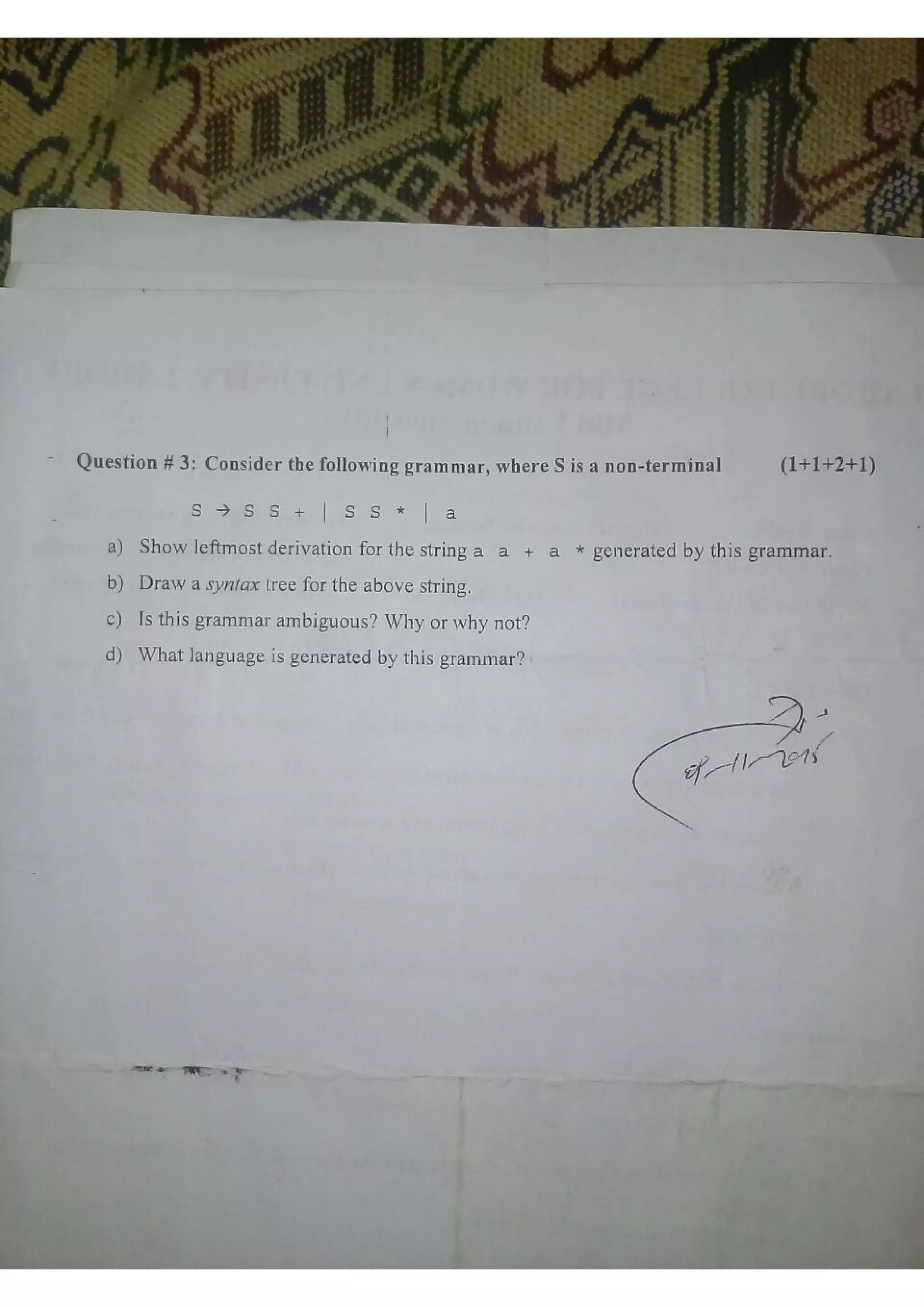 Past Papers (Compiler Construction).pdf