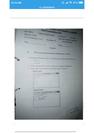 Past Papers (Compiler Construction).pdf