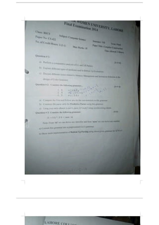 Past Papers (Compiler Construction).pdf