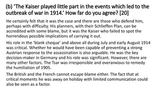 CAMBRIDGE AS HISTORY: PAST PAPER EXPLAINED. THE ORIGINS OF WORLD WAR 1 ...