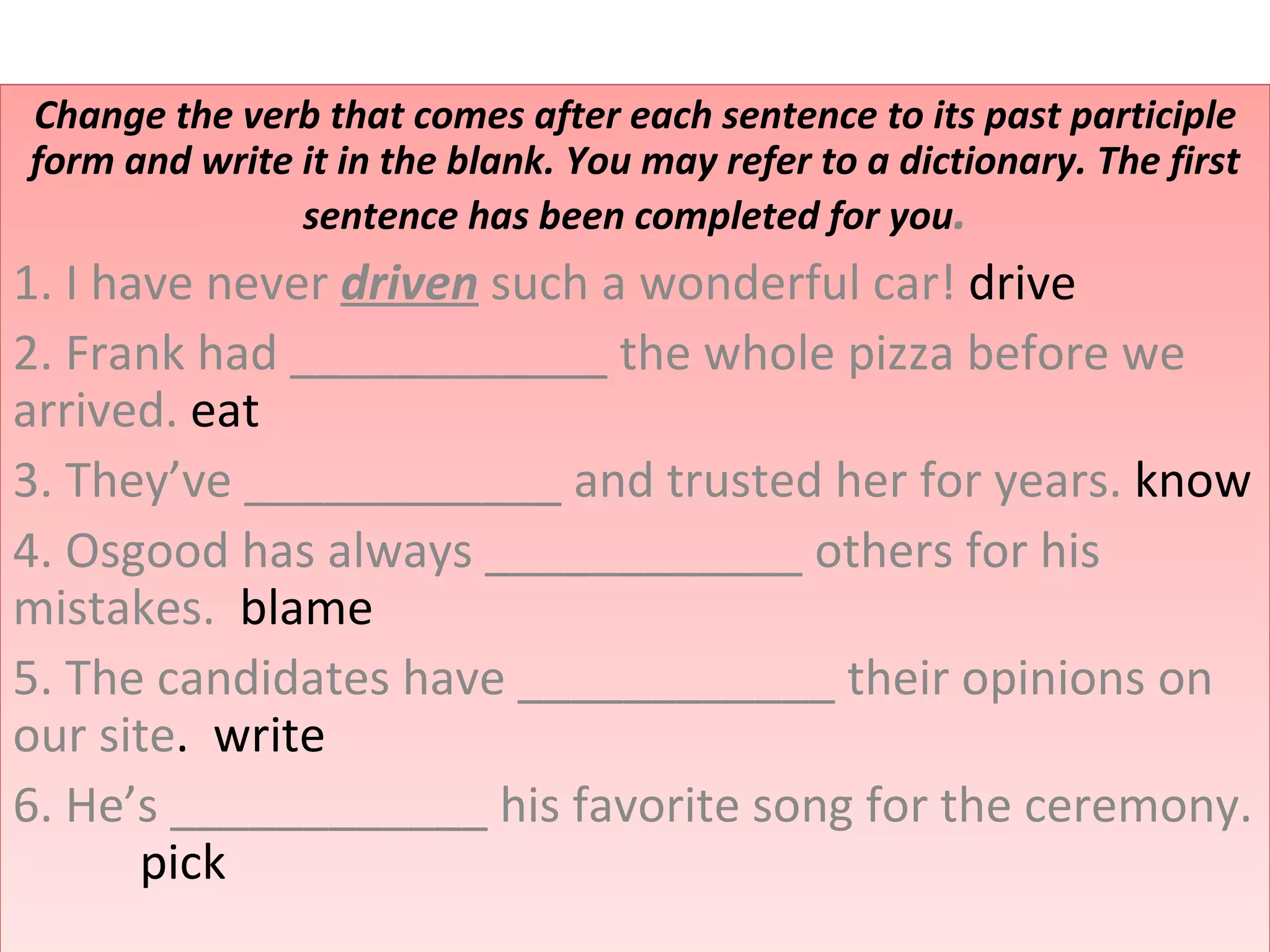 Past Participle 1 | PPT