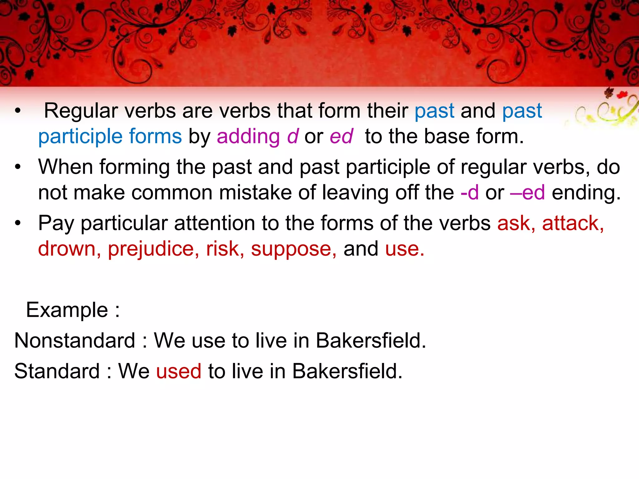Past participle (regular and irregular verbs) | PPTX