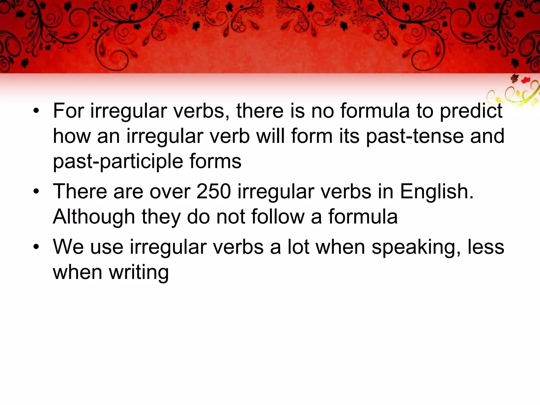 Past participle (regular and irregular verbs) | PPTX