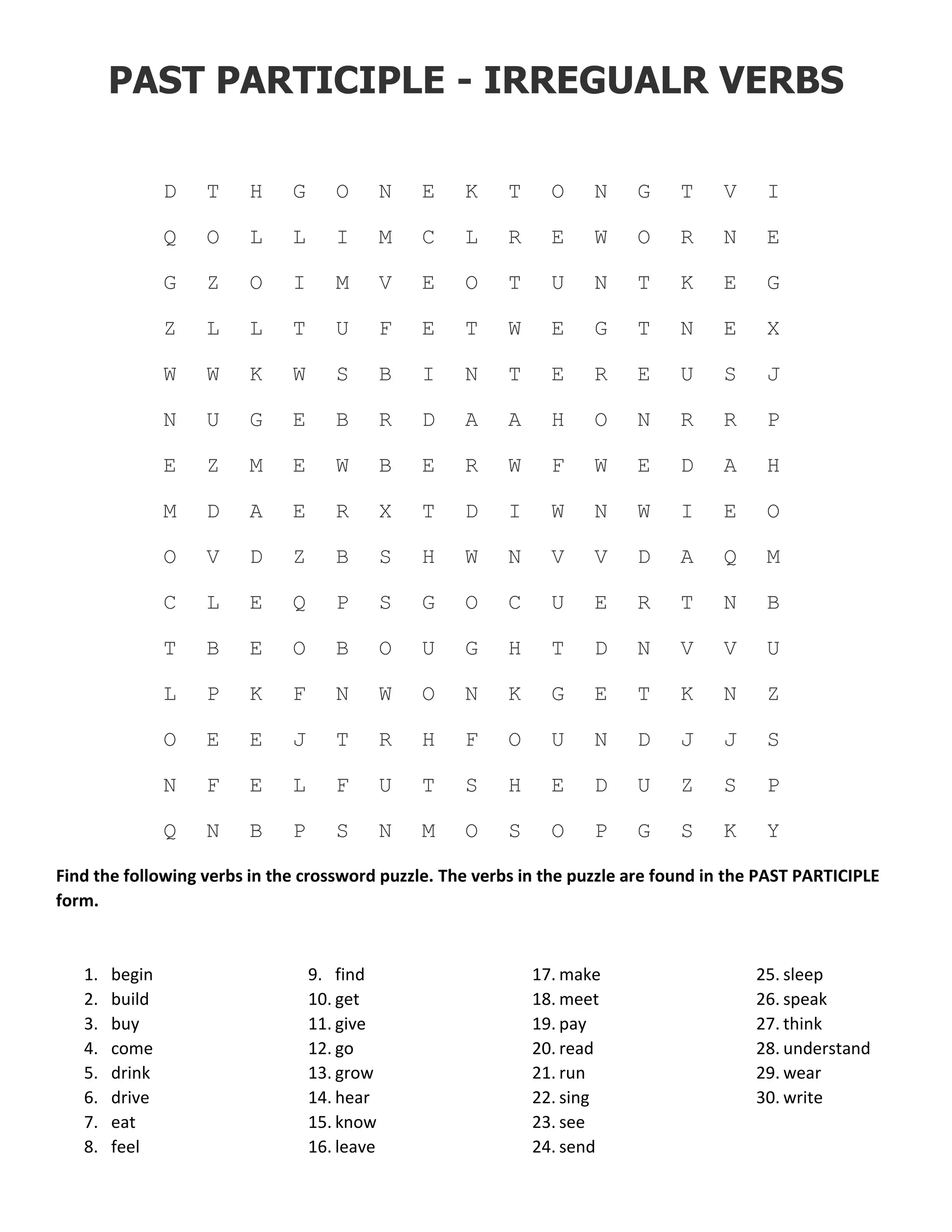 Past participle wordsearch 2 | PDF