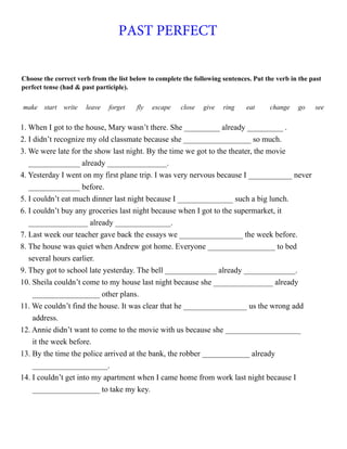 Past perfect 1 | PDF