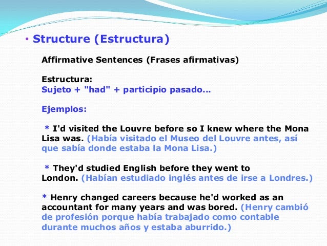 casete Bonito yo mismo estructura del past perfect simple Retener ...