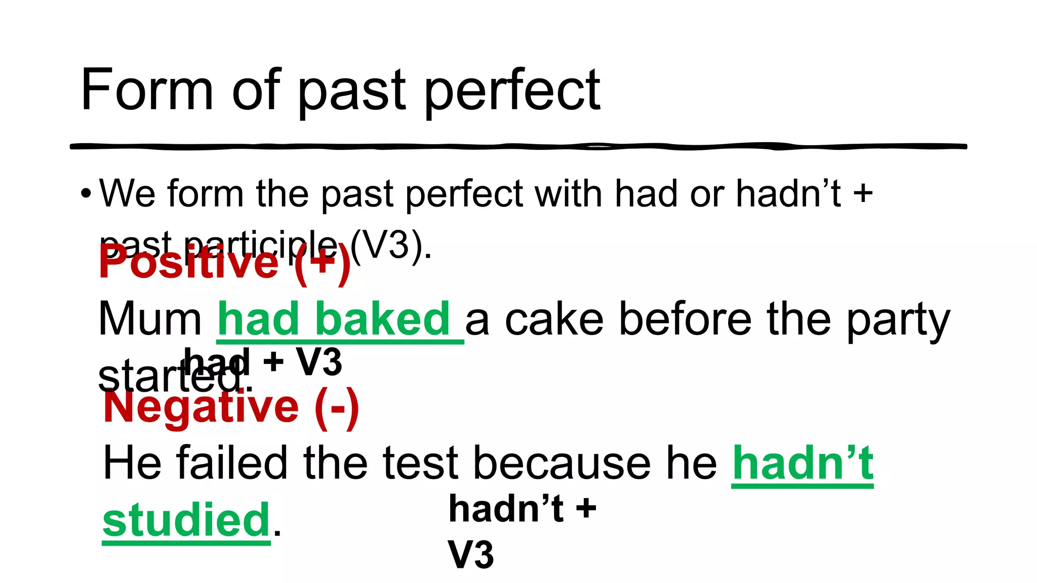 Past perfect | PPTX | Food & Drink