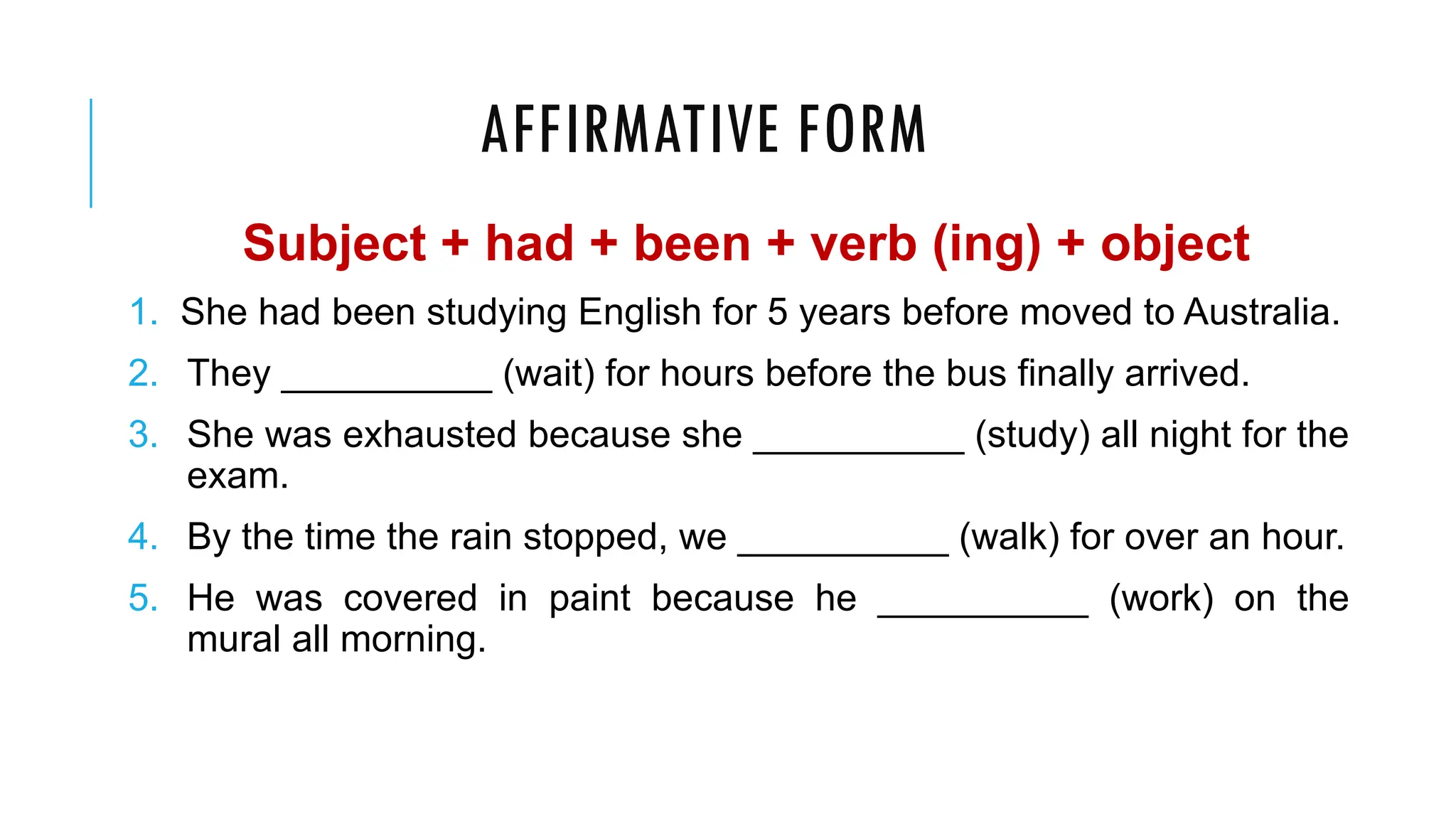 Past perfect continuous tense usages and structures | PPT