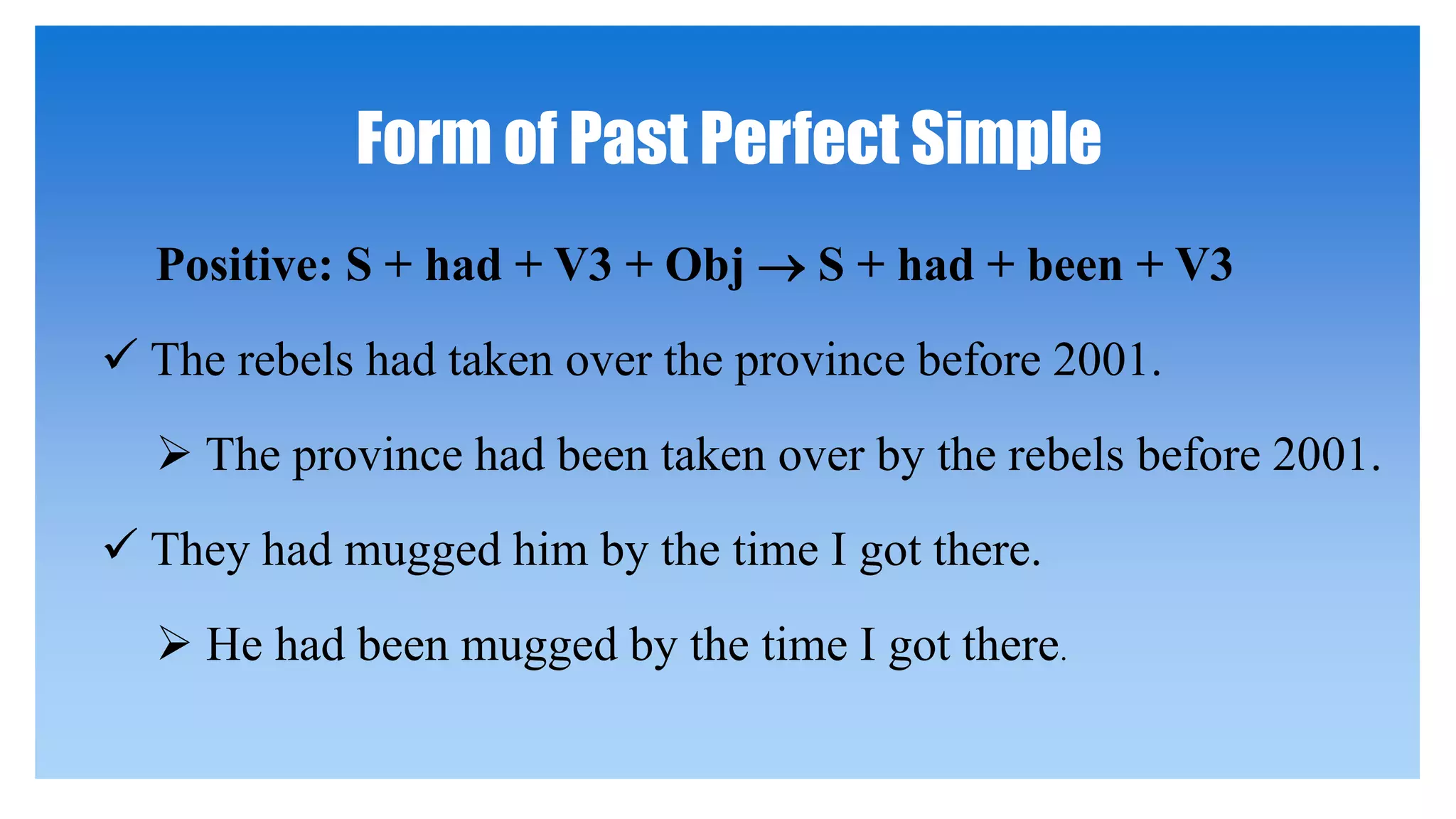 Past perfect simple and past perfect continuous ( using and form) | PPT