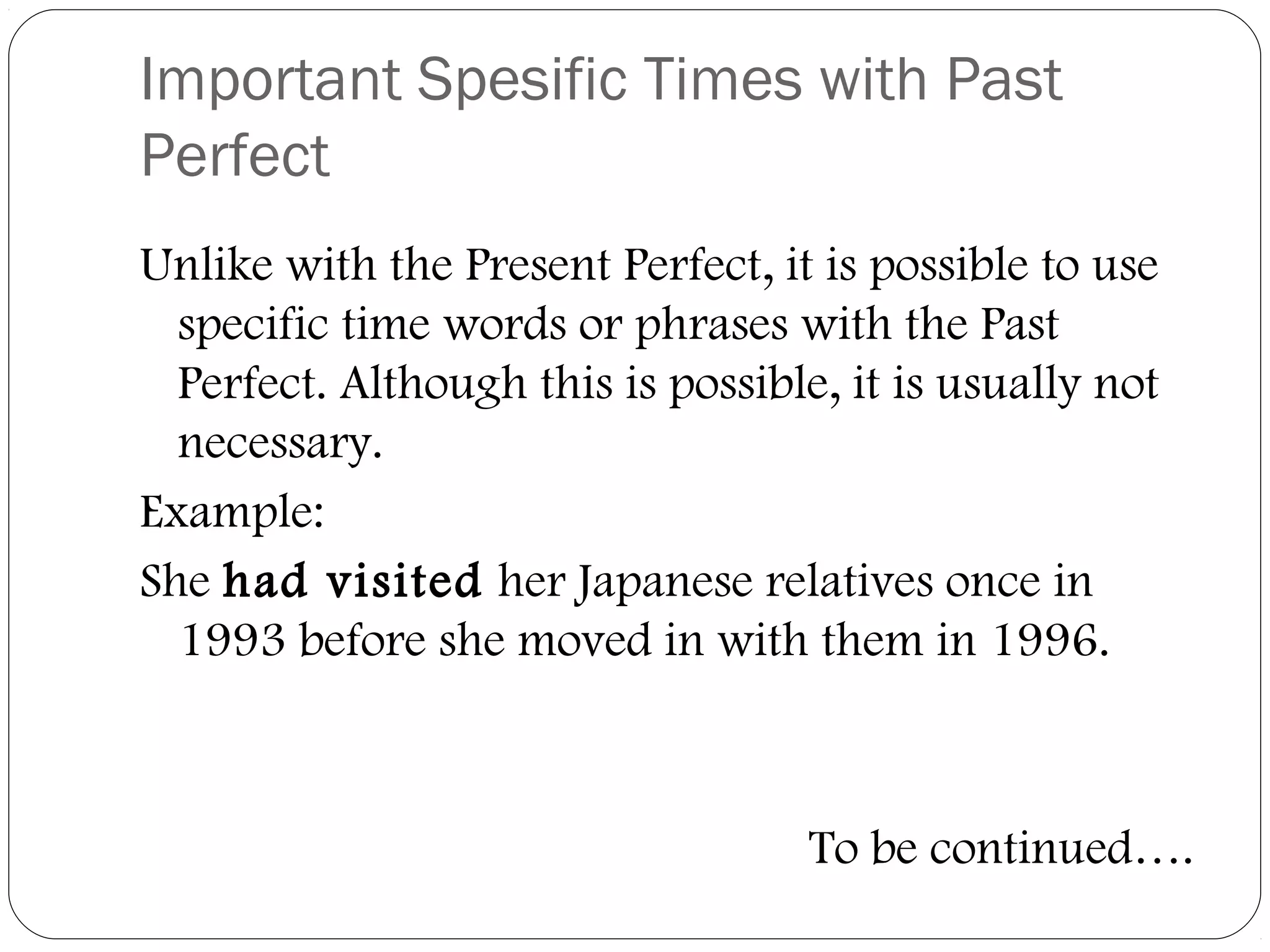 Past perfect tense | PPT