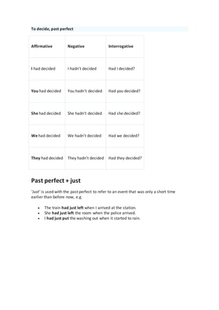 Past perfect tense | PDF