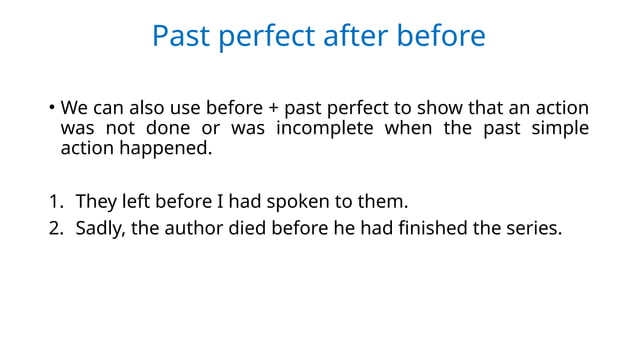 Past Perfect Tense-usages and structures | POTX