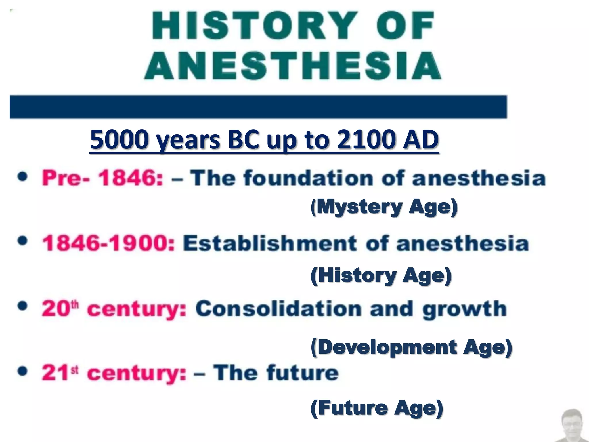 Past, present and future of anesthesia | PPTX