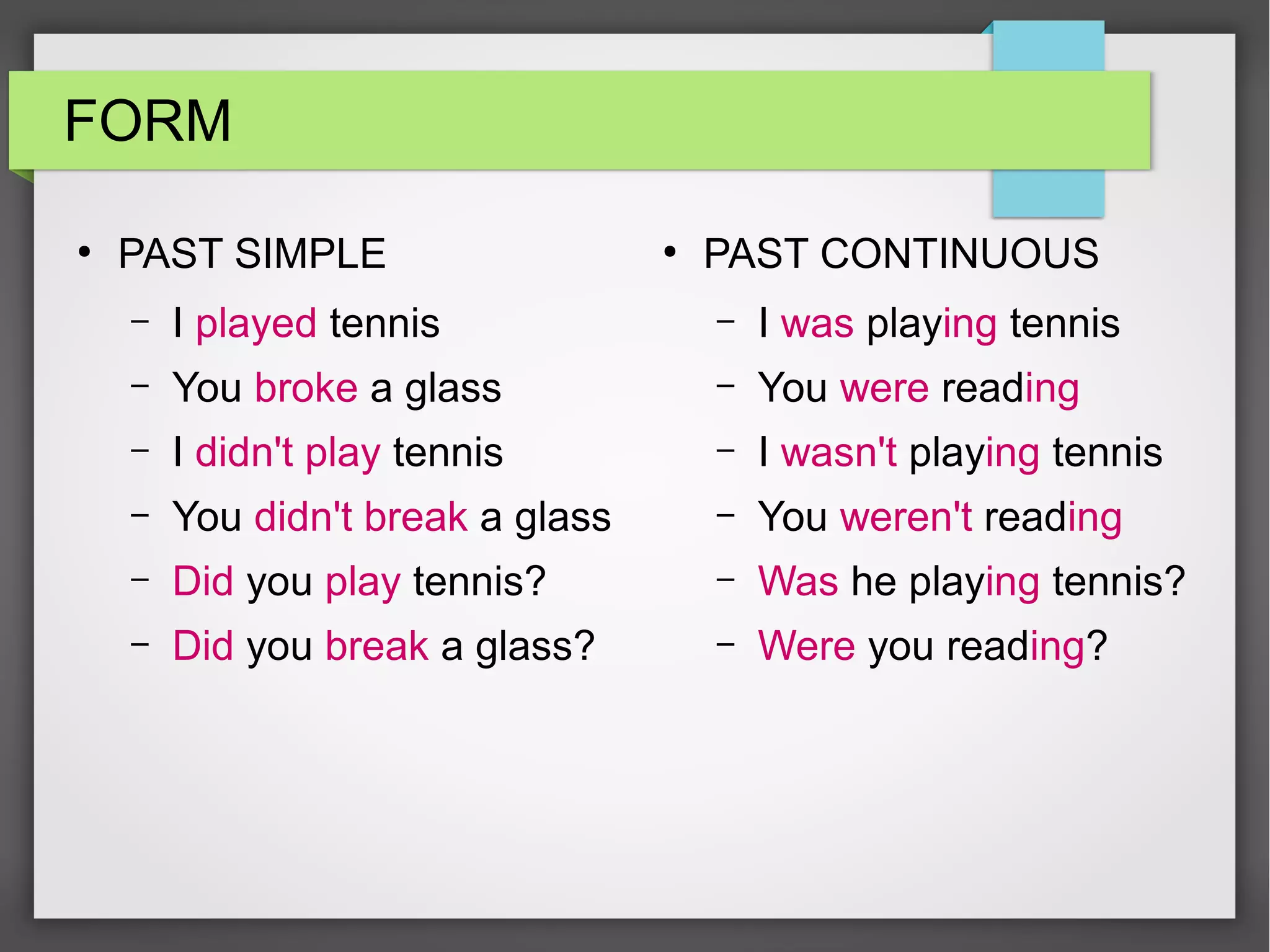 Past simple and past continuous | PPT