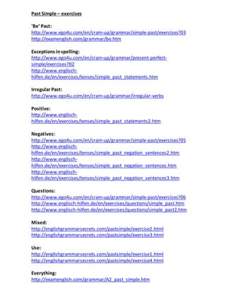 Past Simple: Exercises | DOCX