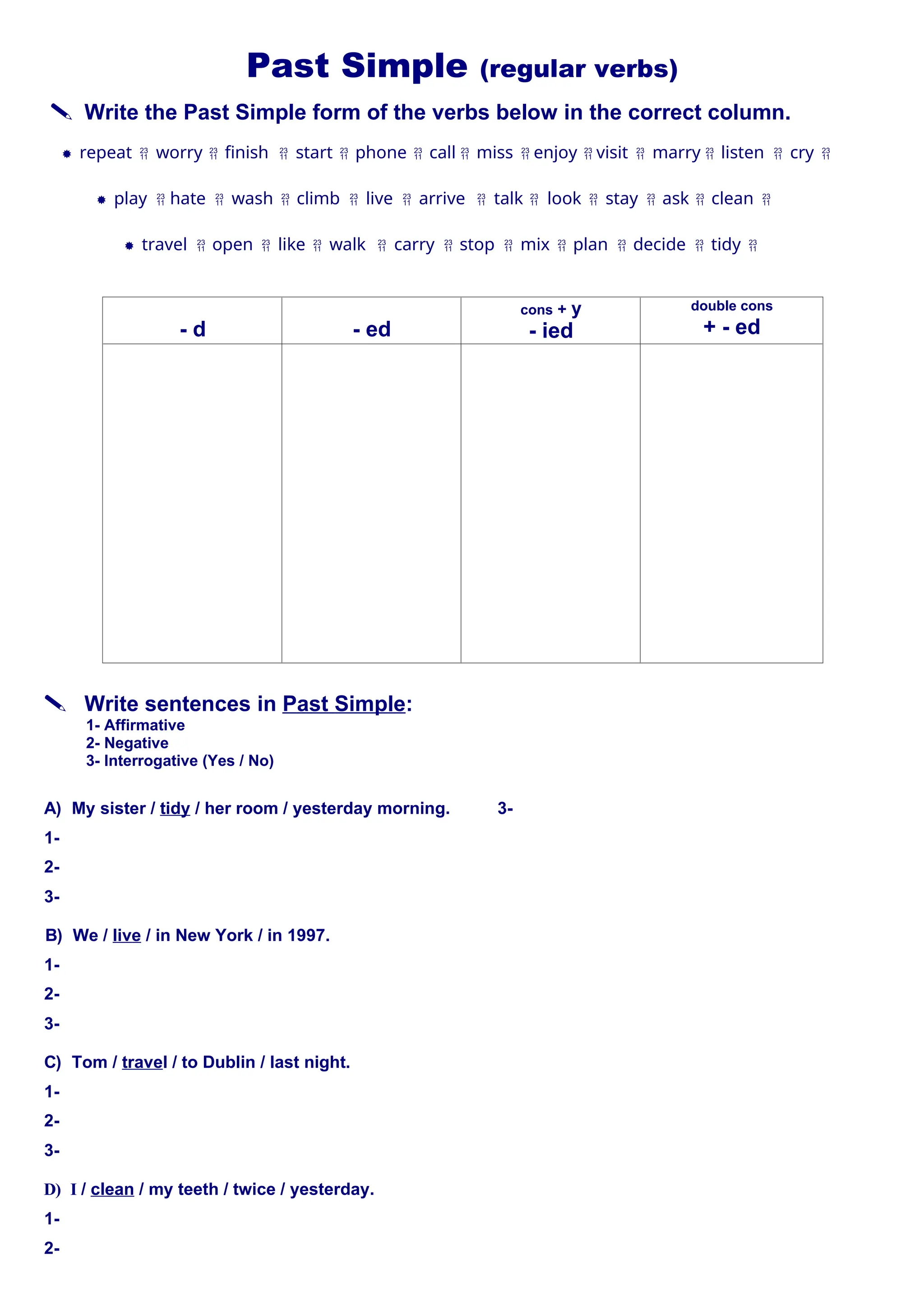 Ejercios de pasado simple ejercicios de gramática | DOCX