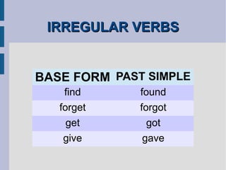 IRREGULAR VERBS, PAST SIMPLE | ODP