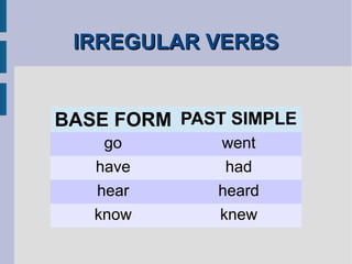 IRREGULAR VERBS, PAST SIMPLE | ODP