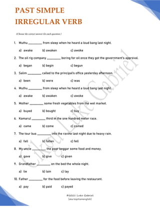 Past simple -Irregular verbs 1 | PDF