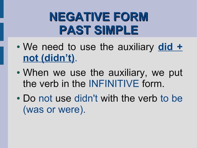 PAST SIMPLE, NEGATIVE FORM