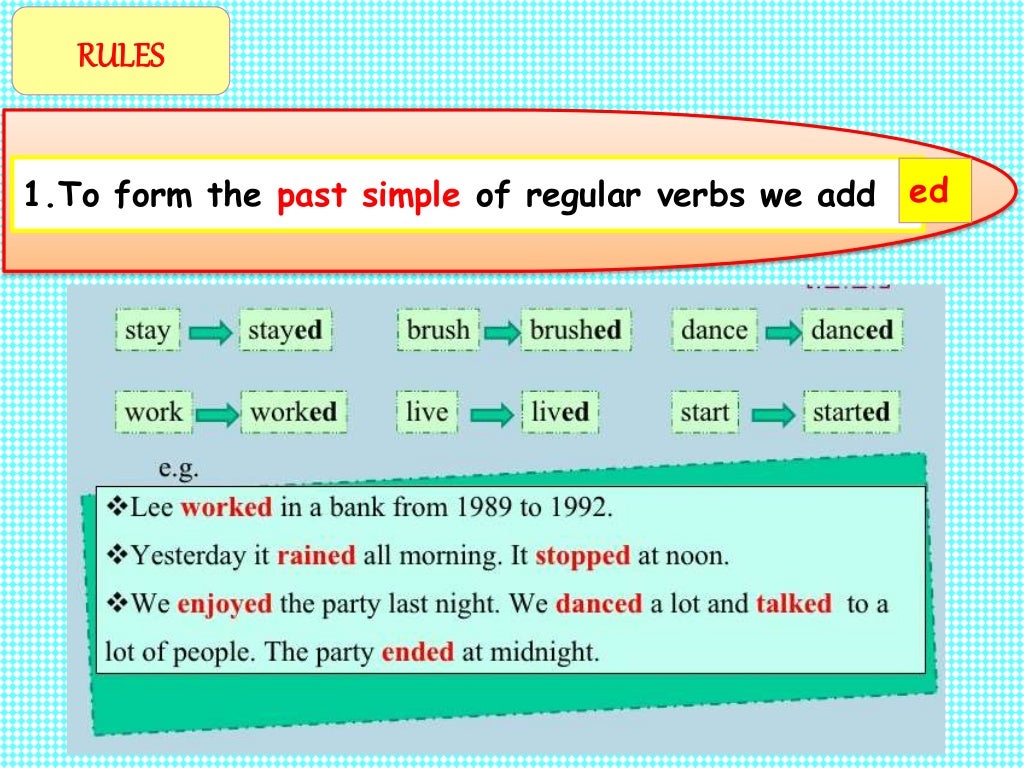 Past Simple Regular Verbs Rules - Printable Templates Free
