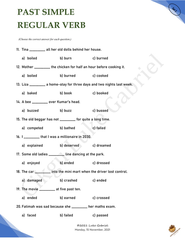 Past simple - Regular verbs 2 | PDF