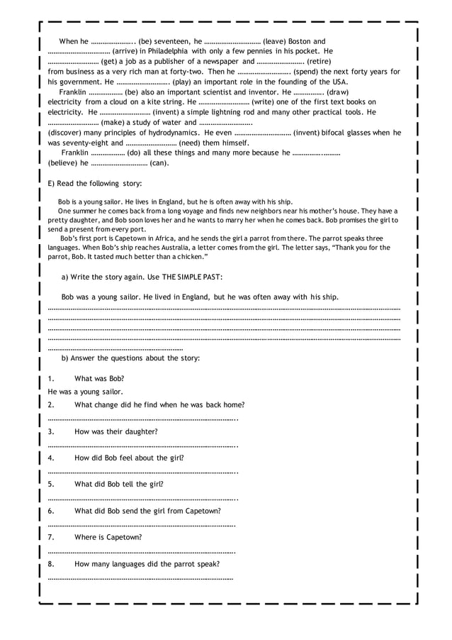 Past simple 2do worksheet | DOCX | Physics | Science