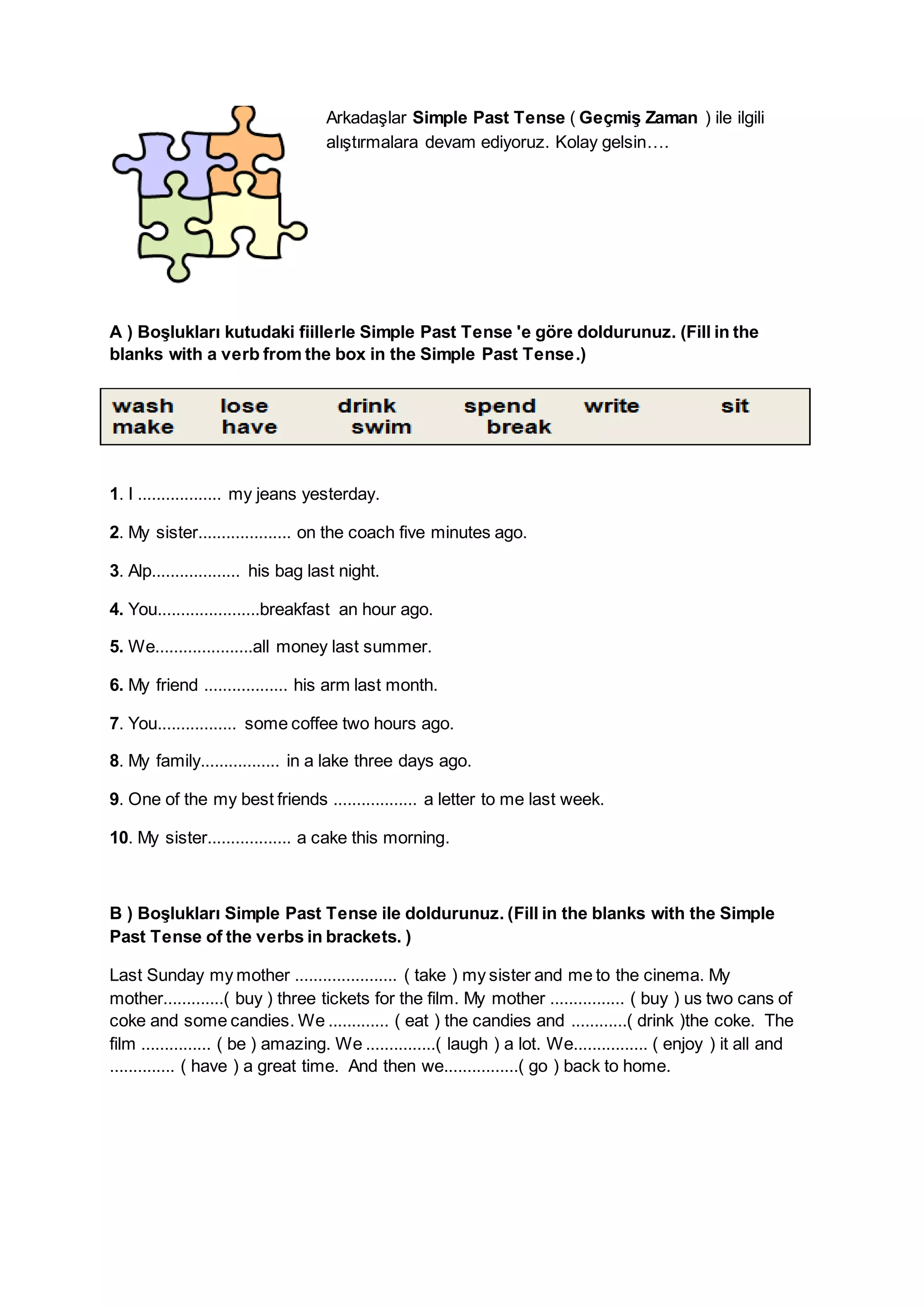 Past simple alıştırma 2 | PDF | Movies | Entertainment