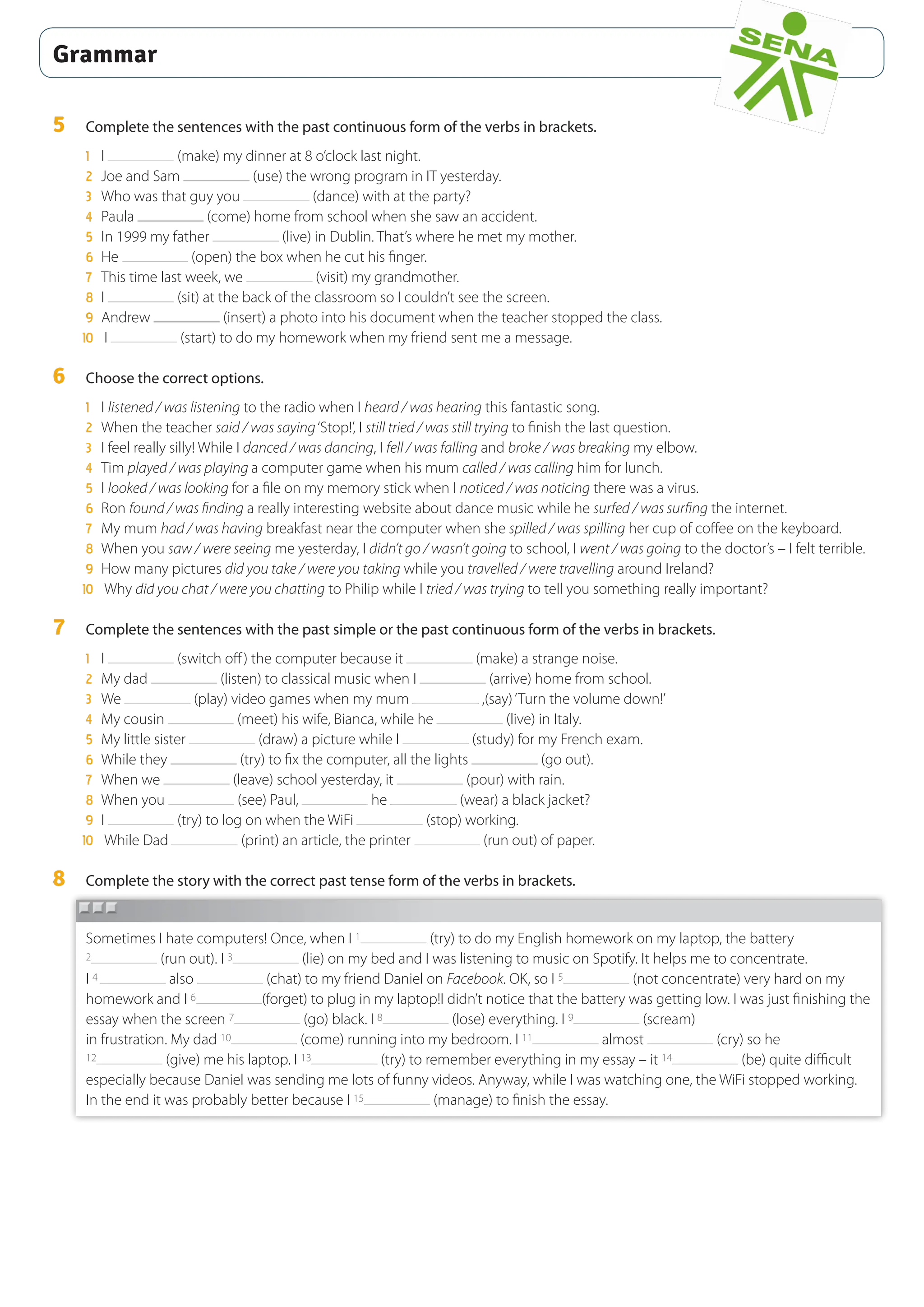 past simple and cont part 1 english workshop | PDF
