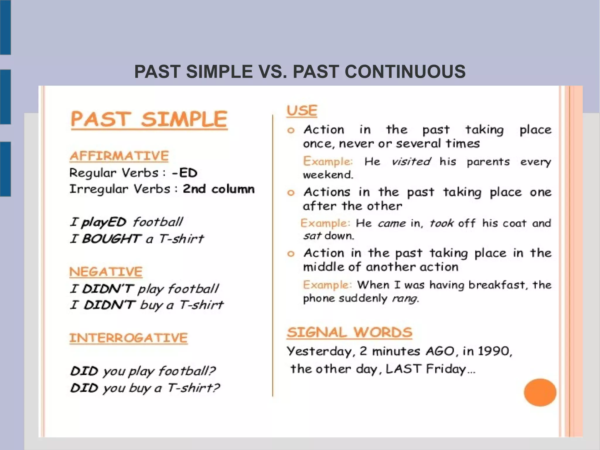 Past simple and past continuous contrast | PPT