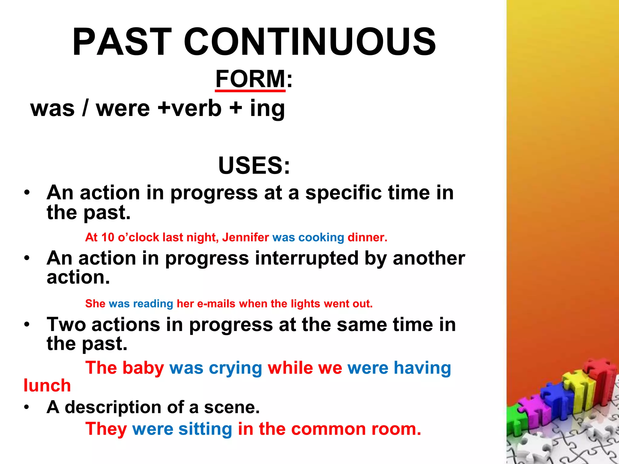 Past simple and past continuous grammar | PPTX