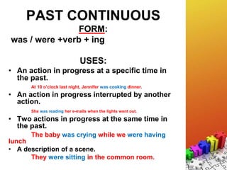 Past simple and past continuous grammar | PPTX