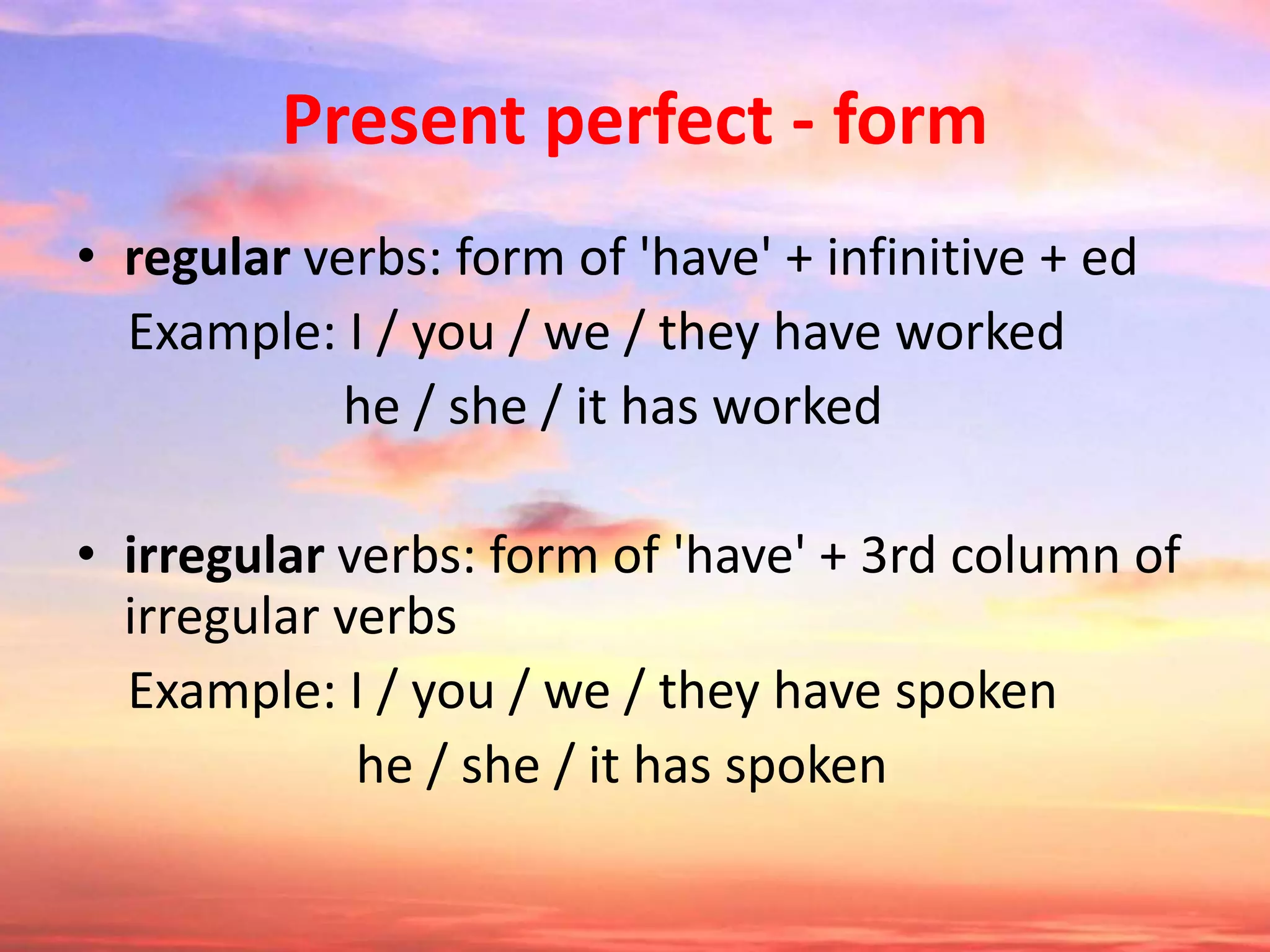 Past simple and present perfect | PPTX