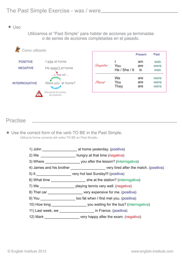 Past simple of be | PDF