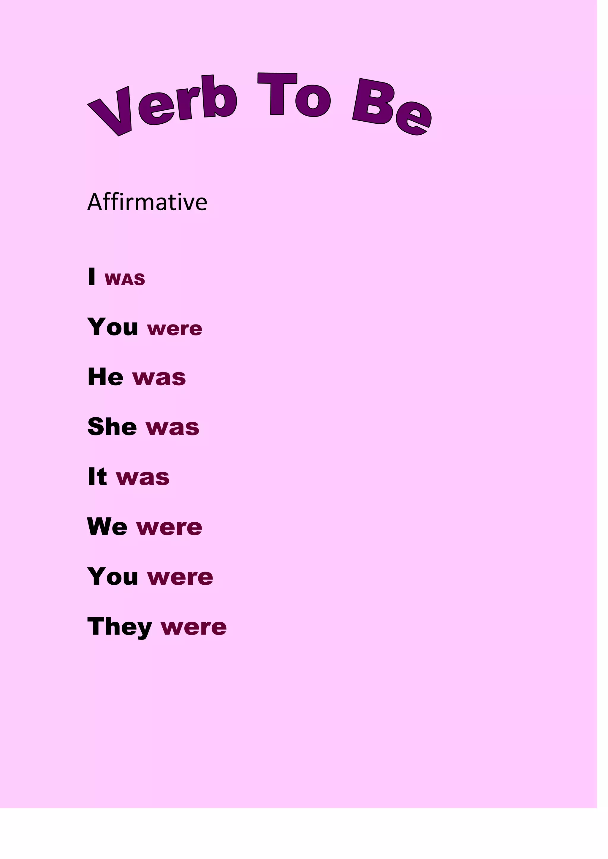 Past simple of the verb to be | DOCX