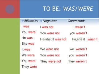 Past simple of to be | PPT