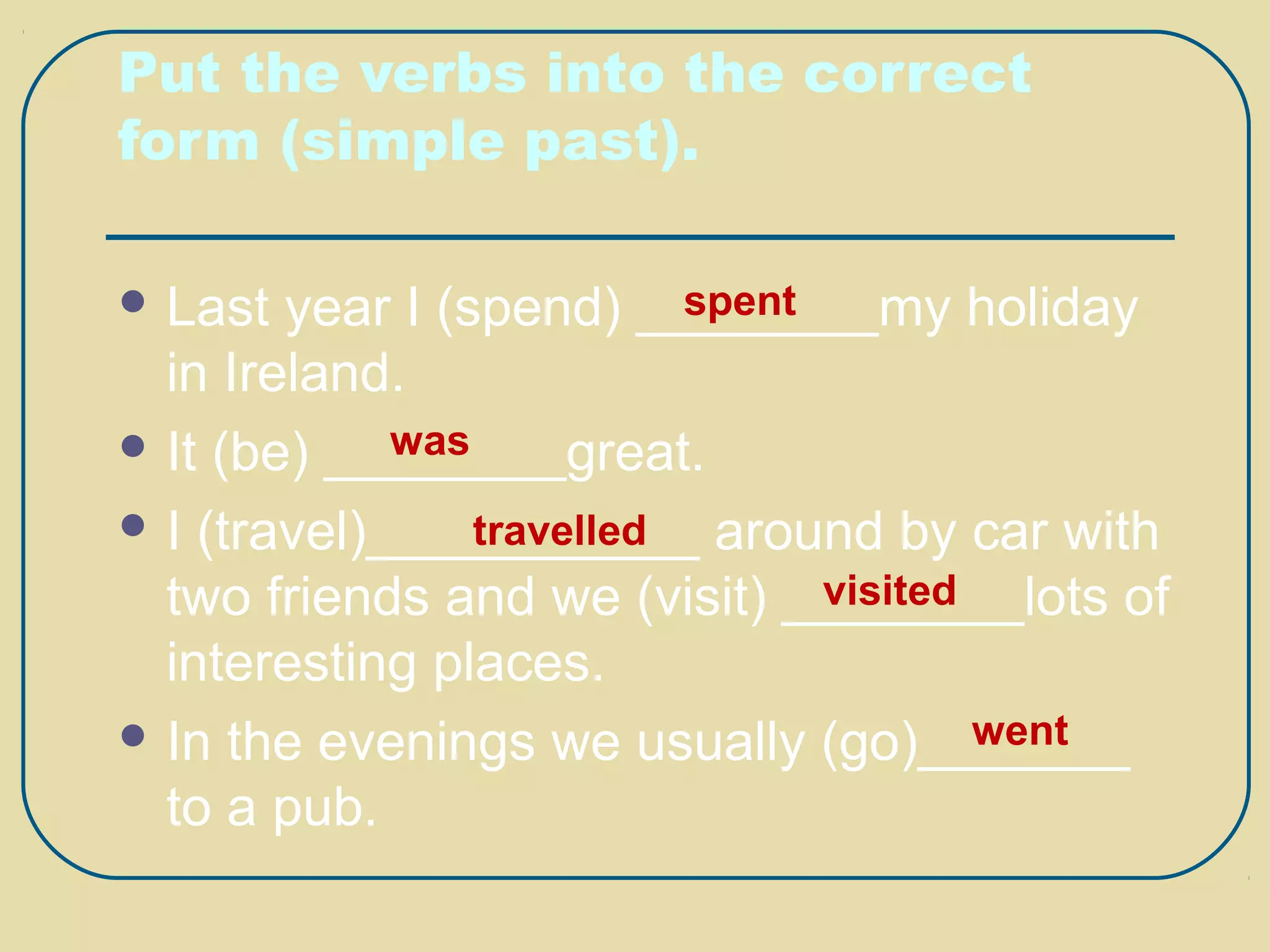PAST SIMPLE PRESENTATION | PPT