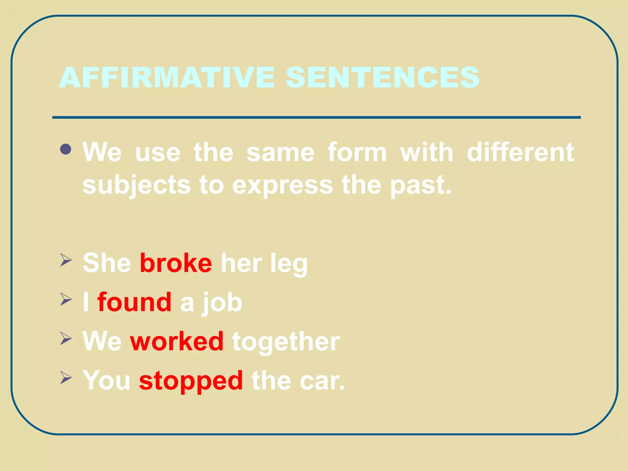 PAST SIMPLE PRESENTATION | PPT