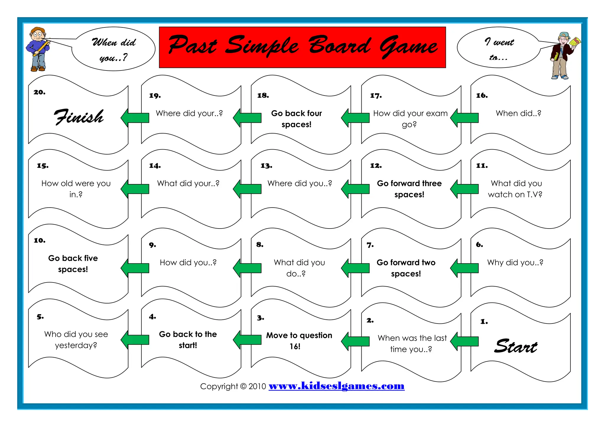 Esl Past Simple Template 1 Board Game.pdf