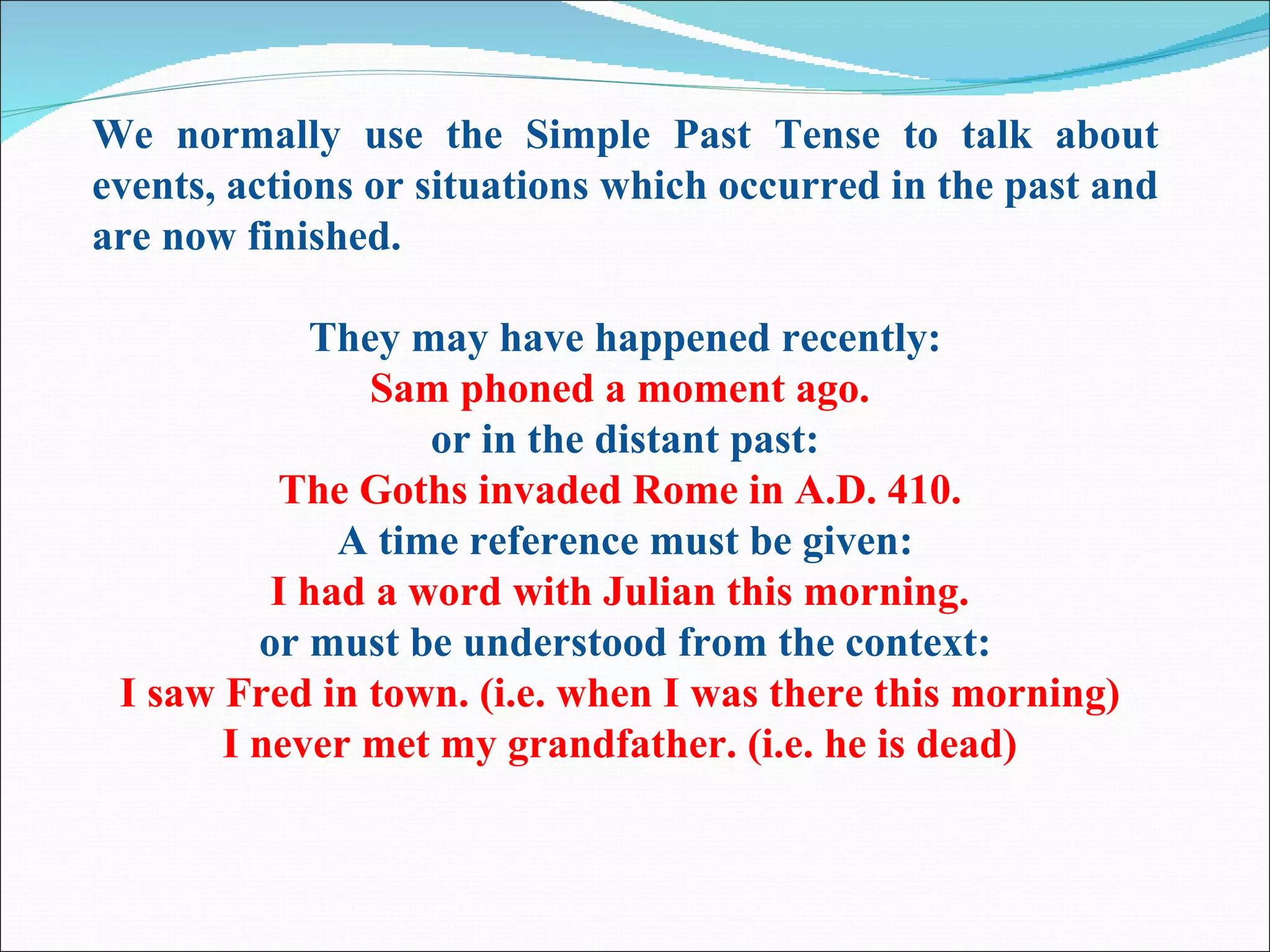 Past simple tense | PPT