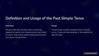 Past Simple Tense - Blueprint/Guide for you | PPT