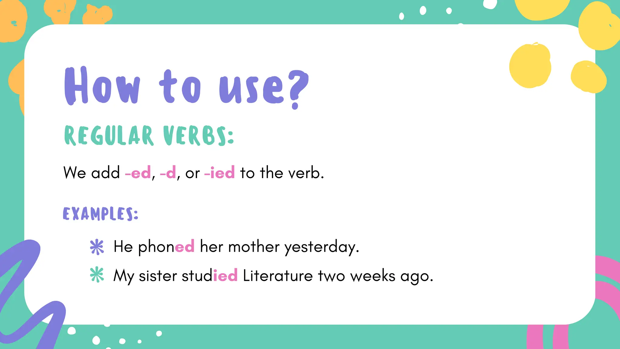 Past Simple Tense Presentation - Regular - Irregular verbs | PDF