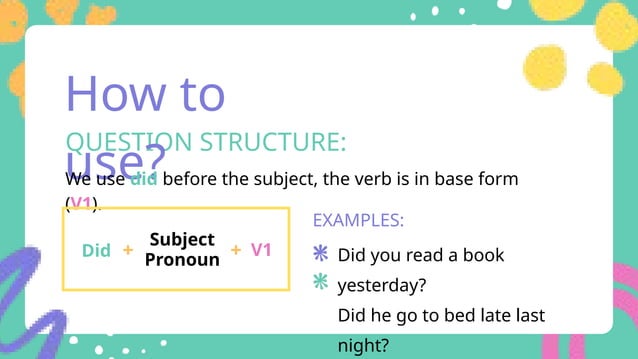 Past Simple Tense Presentation in Green Purple Cute Style.pptx