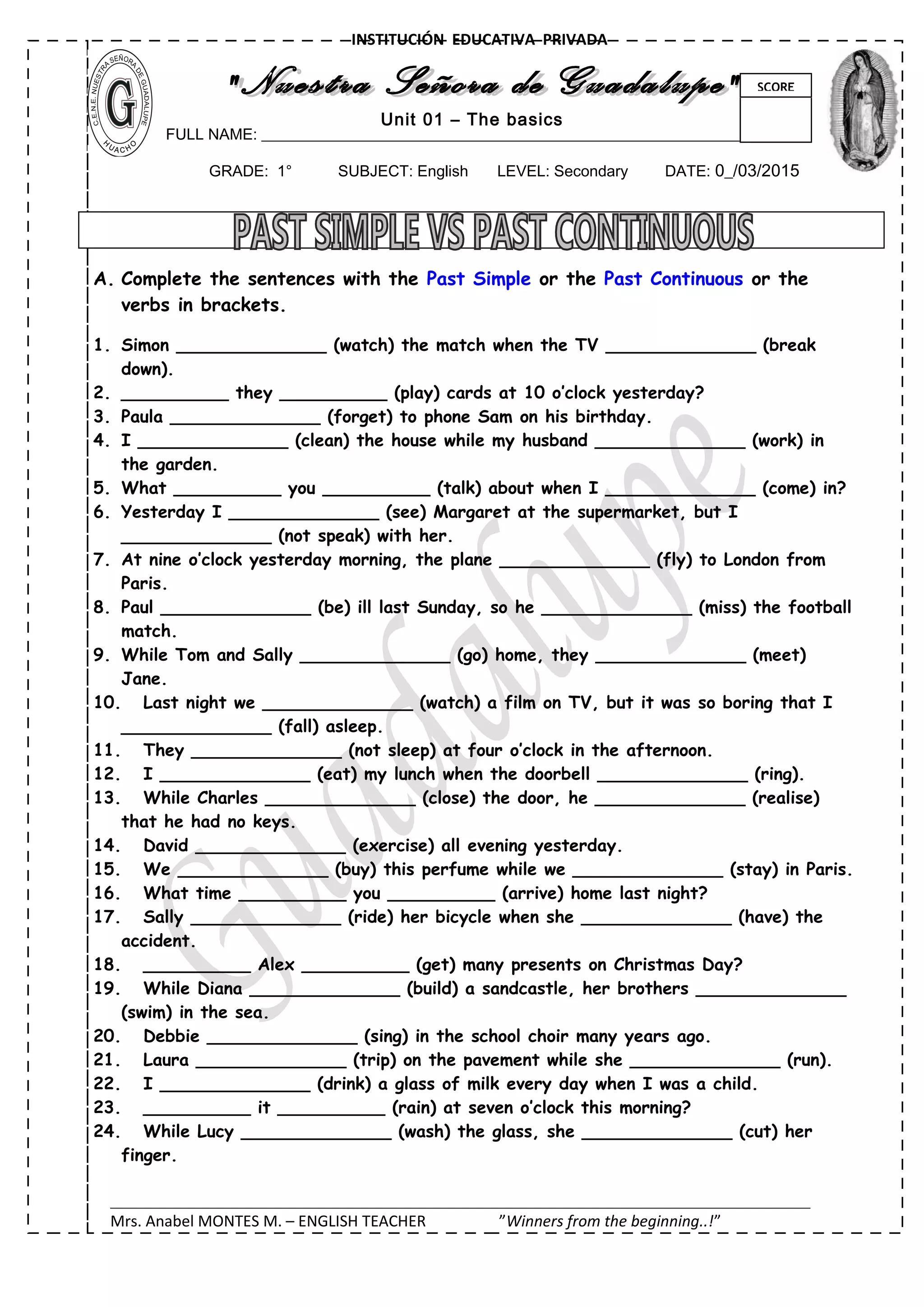 Past simple vs past continuous | DOC