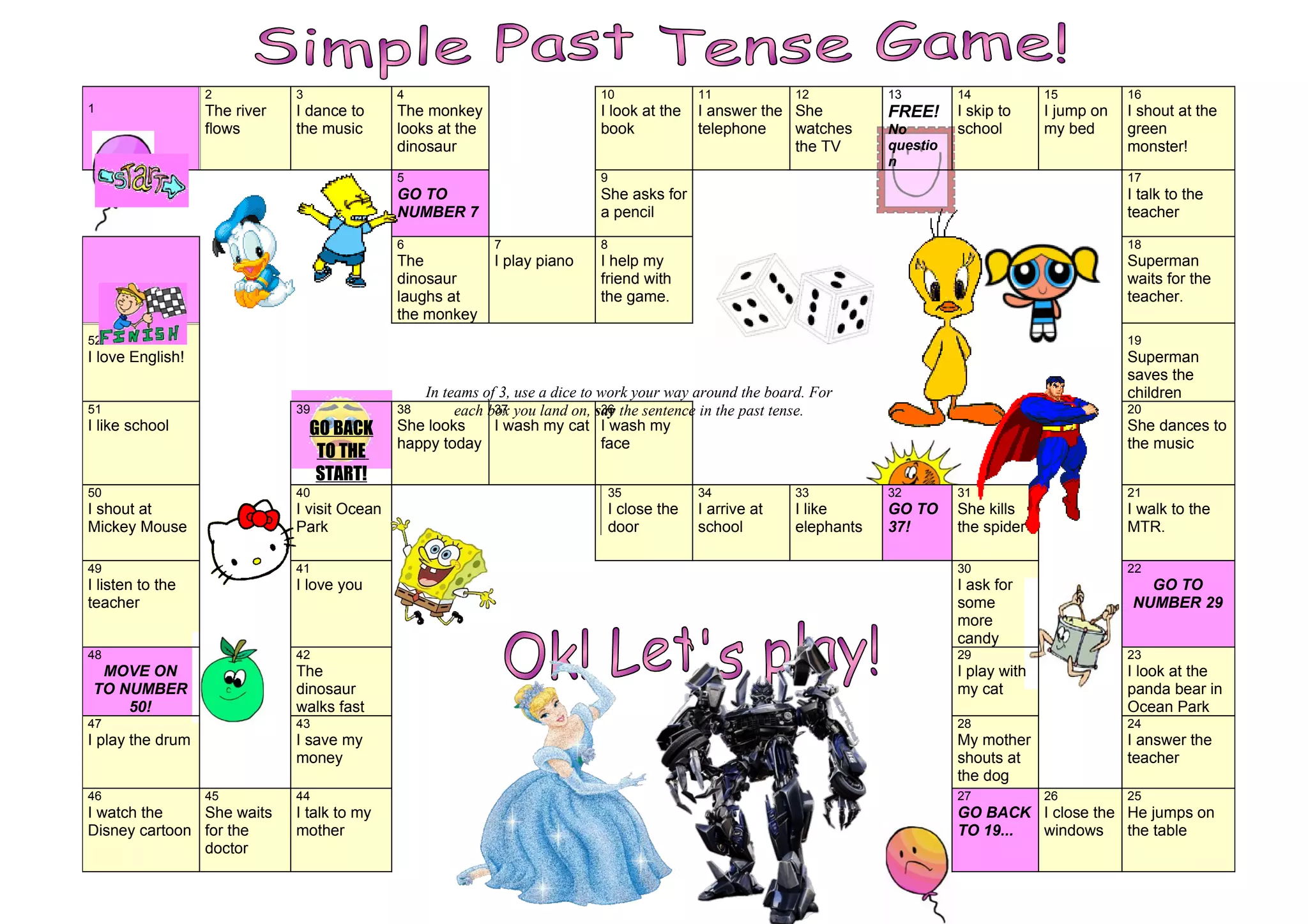 Tom's TEFL: Past Tense Board Game | DOC
