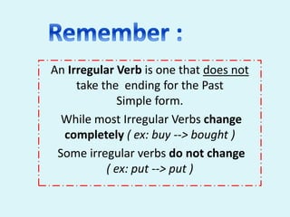 Past tense irregular verbs | PPTX