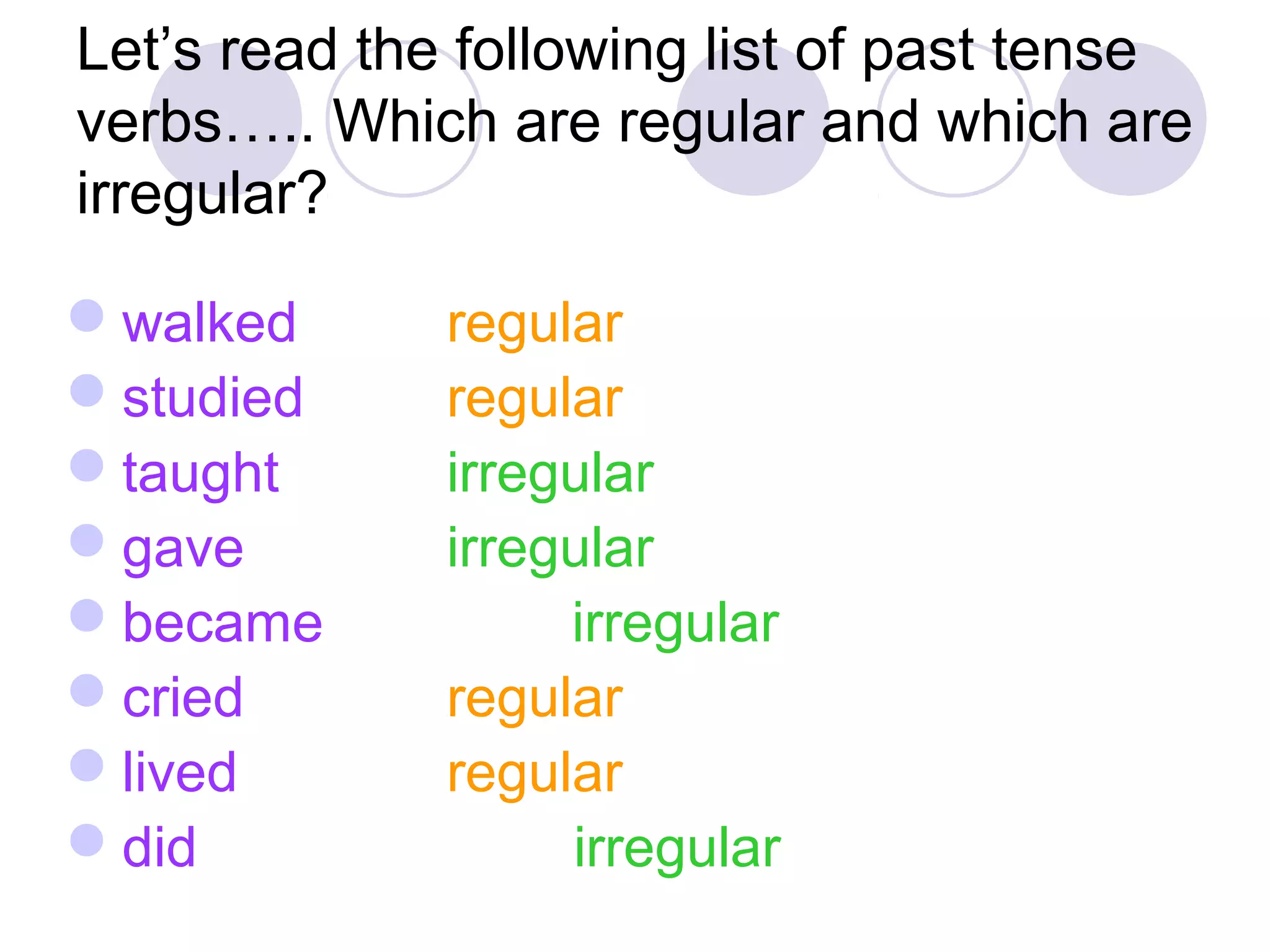 Past tense ppt | PPT